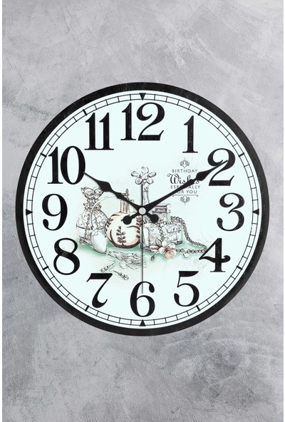 Emores 25 cm Dekoratif Plastik Cam Bombeli Mutfak Duvar Saati