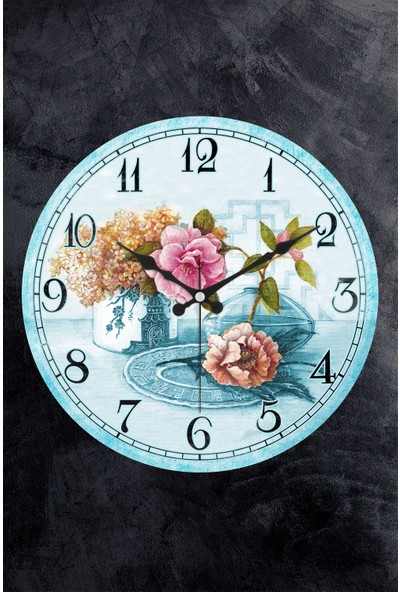 Emores 25 cm Dekoratif Plastik Cam Bombeli Mutfak Duvar Saati