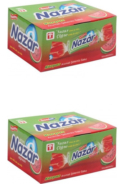 Nazar Karpuz Aromalı Tekli Sakız 150 gr x 2'li Nazar Karpuz Aromalı Tekli Sakız 150 gr x 2'li