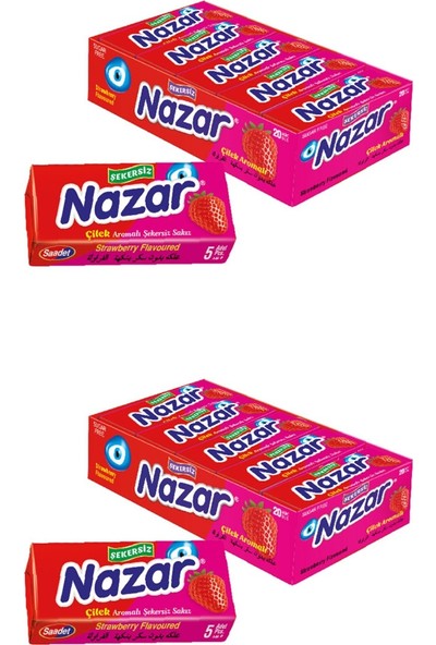 Nazar Çilek Aromalı Sakız 140 gr x 2'li Nazar Çilek Aromalı Sakız 140 gr x 2'li
