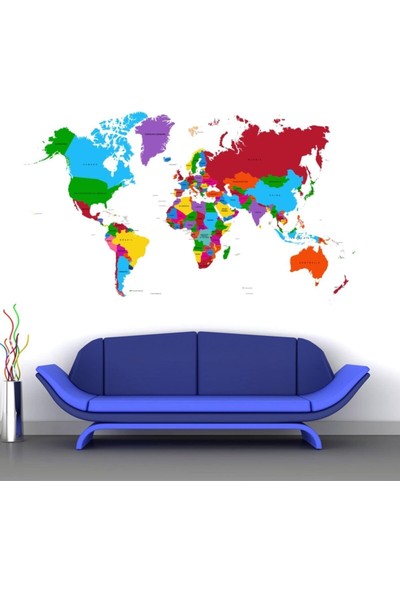 Kt Decoration Dünya Siyasi Haritası 3xl Dev Duvar Dekorasyonu