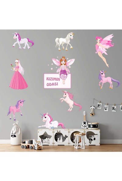 Kt Decoration Kızımın Odası Prensesler ve Unicorn Atlar Xxl Çocuk Odası Duvar Sticker Kt Decoration Kızımın Odası Prensesler ve Unicorn Atlar Xxl Çocuk Odası Duvar Sticker