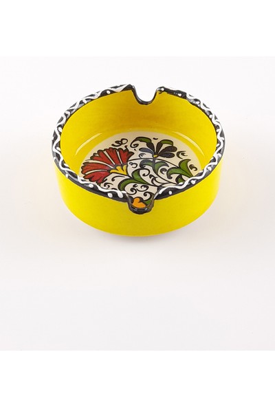 Çini Seramik 8 cm Sarı Küllük
