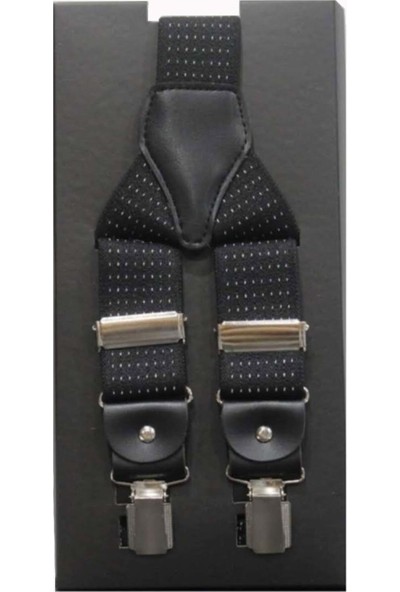 Siyah Beyaz Noktalı Deri Bağlantılı Pantolon Askısı