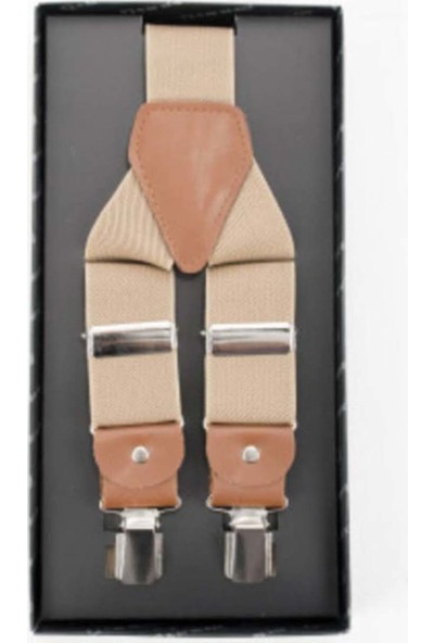 Açık Kahverengi Deri Bağlantılı Pantolon Askısı