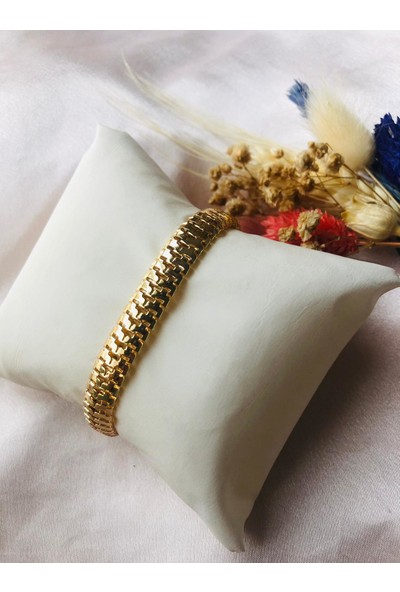 Bioaksesuar Kadın Gold Renk Kararmaz Çelik Bileklik
