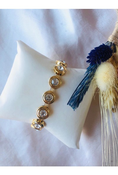 Bioaksesuar Kadın Gold Renk Kararmaz Çelik Bileklik