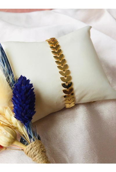 Bioaksesuar Kadın Gold Renk Kararmaz Çelik Bileklik