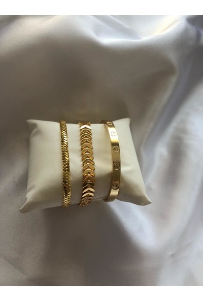 Bioaksesuar Kadın Gold Renk Kararmaz Çelik Kombin Bileklik Bioaksesuar Kadın Gold Renk Kararmaz Çelik Kombin Bileklik