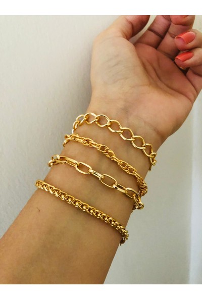 Bioaksesuar Kadın Gold Renk Kararmaz Çelik Kombin Bileklik Bioaksesuar Kadın Gold Renk Kararmaz Çelik Kombin Bileklik