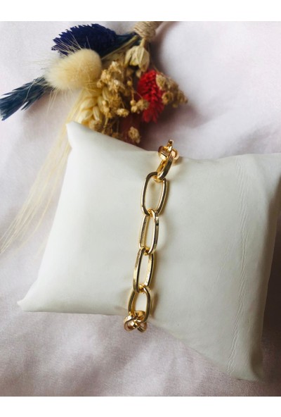 Bioaksesuar Kadın Gold Renk Kararmaz Çelik Bileklik