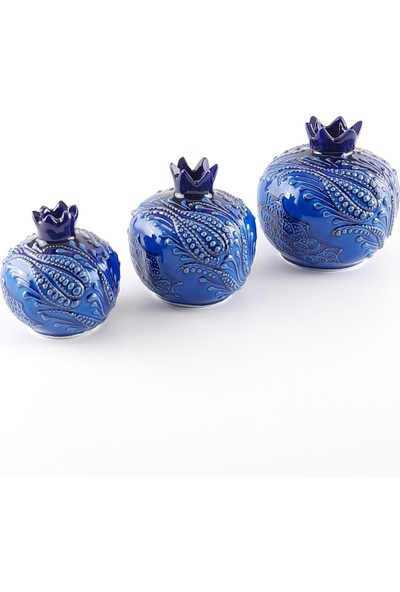 Özilter Çini Seramik Turkuaz Mavi Nar Takımı 3'lü Set