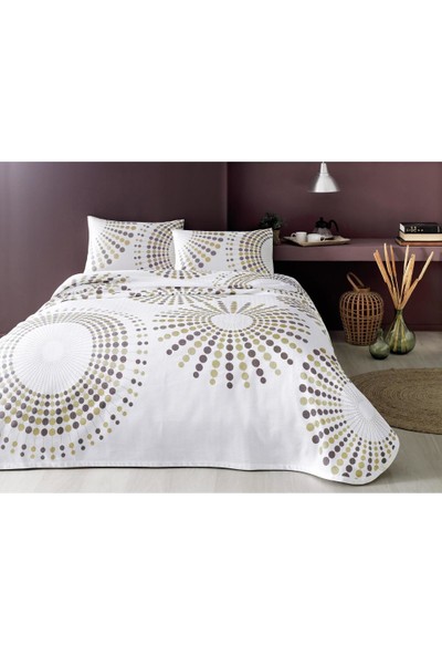 Taç - Moon Kahve Çift Kişilik Pamuklu Pike Takımı