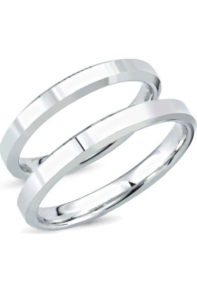 Pırlant Beyaz Altın Çift Alyans 3 mm