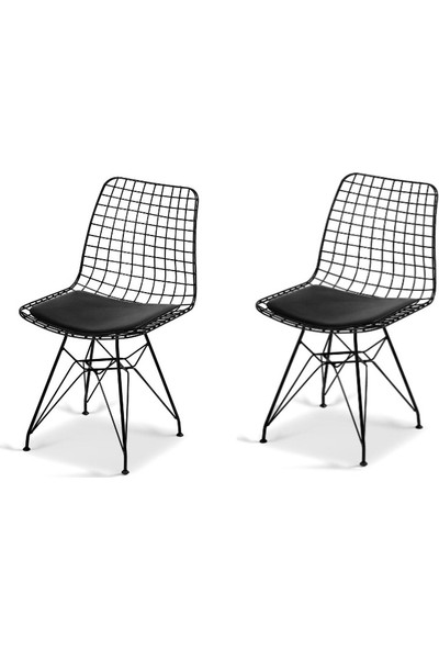 Ressa Home Koket 2'li Siyah Tel Sandalye-Mutfak Sandalyesi Ressa Home Koket 2'li Siyah Tel Sandalye-Mutfak Sandalyesi