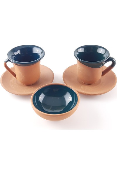 Özilter Avanos Toprak Kahve Fincanı Koyu Yeşil 3'lü Set