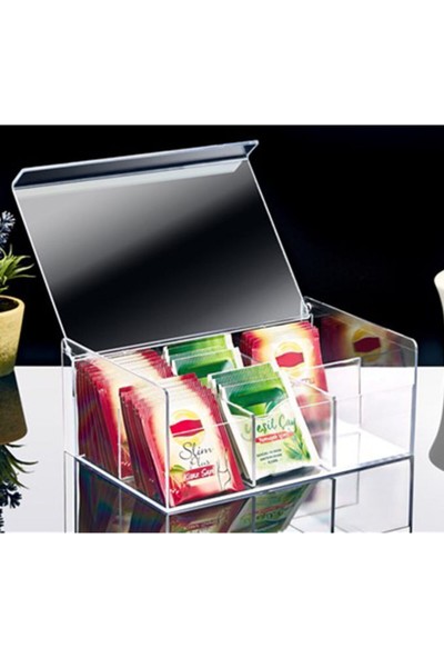 Boxup Box Up Şeffaf Kapaklı Altı Bölmeli Çay Kutusu