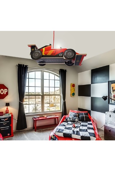 Arya Formula 1 Car Ahşap Çocuk Odası Aydınlatma