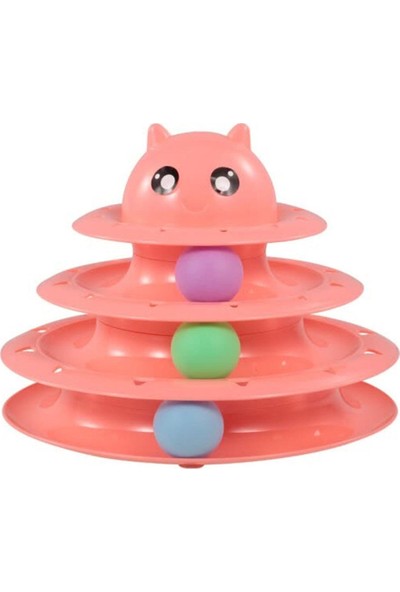 Kedi Başlıklı 3 Katlı Kedi Oyuncağı Pembe Kedi Başlıklı 3 Katlı Kedi Oyuncağı Pembe