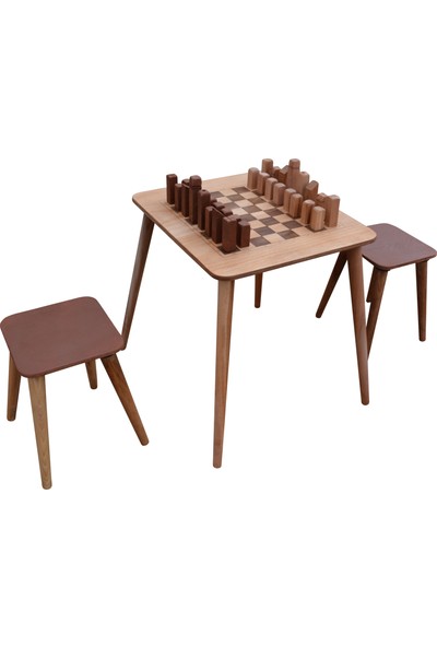 Art Ahşap Ahşap Lazer Desenli Özel Tasarım Satranç Masa Takımı