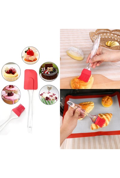 Ucuzal Silikon Yumurta Fırçası ve Spatula 2'li Set Ucuzal Silikon Yumurta Fırçası ve Spatula 2'li Set