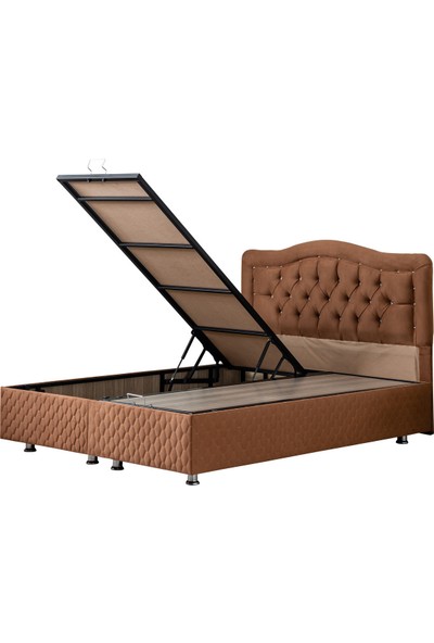 Setay Şah Çift Kişilik Baza Başlık Seti Açık Kahve