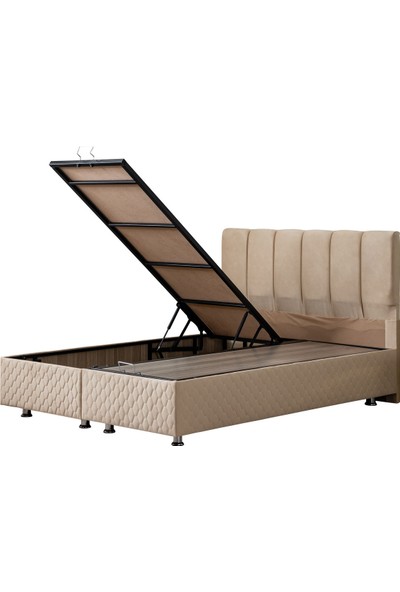 Setay Tetra Çift Kişilik Baza Başlık Seti Bej