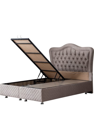 Setay Camelli Çift Kişilik Baza Başlık Seti Açık Kahve