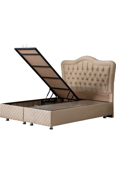 Setay Camelli Çift Kişilik Baza Başlık Seti Bej