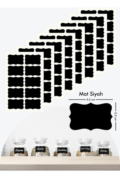 Walldeco Siyah Mutfak Baharatlık Kavanoz Etiketi 80 Adet Yazısız
