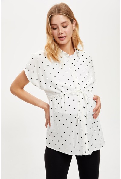 DeFacto Beli Bağcıklı Gömlek Elbise S1707AZ20AU