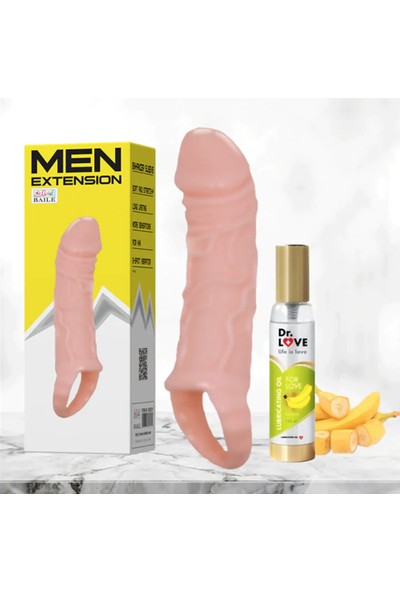 Spicyx 2.5 cm Dolgulu Silikon Uzatmalı Ten Rengi Titreşimli Penis