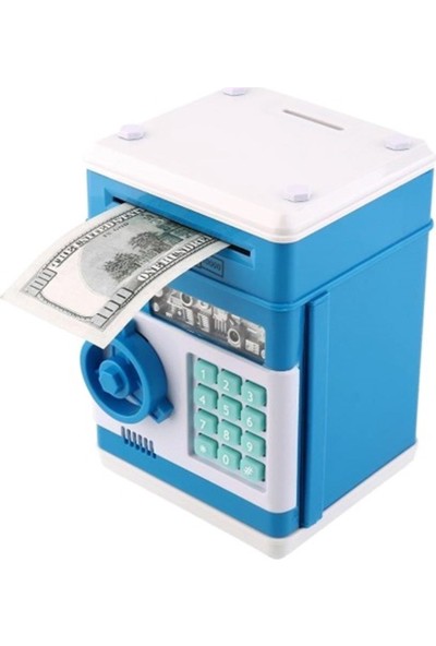 Gift Moda Şifreli Otomatik Kağıt Para Alan Kasa Kumbara mavi