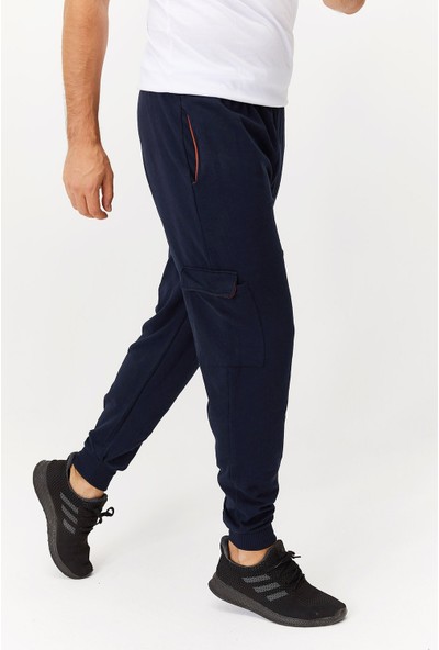 Depovip Erkek Lacivert Kargo Cepli Manşetli Eşofman Altı