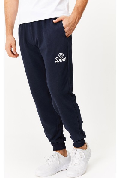 Erkek Lacivert Sport Baskılı Eşofman Altı