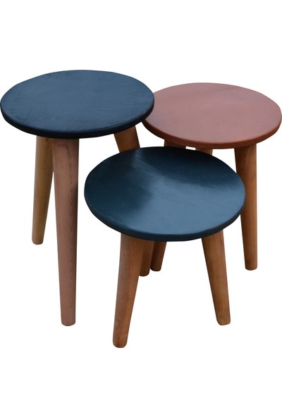 Art Ahşap Ahşap Kayın 3'lü Koyu Yuvarlak Tabure Art Ahşap Ahşap Kayın 3'lü Koyu Yuvarlak Tabure