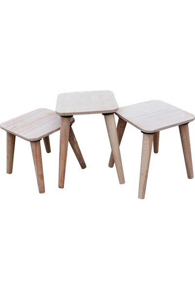 Art Ahşap AhşapKayın Ham 3'lü Kare Tabure Art Ahşap AhşapKayın Ham 3'lü Kare Tabure