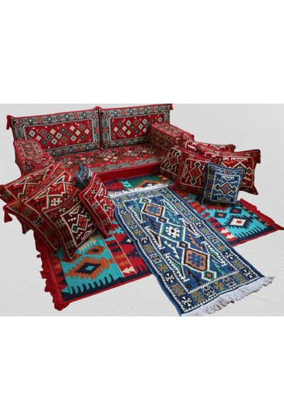 Coton Otantik Şark Köşesi Minderi Kırlent Yastık Kilim Takımı Konsept ( 17 Parça ) Coton Otantik Şark Köşesi Minderi Kırlent Yastık Kilim Takımı Konsept ( 17 Parça )