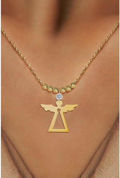 Demasgold Pırlantalı 14 Ayar Altın Dorika Melek Kolye