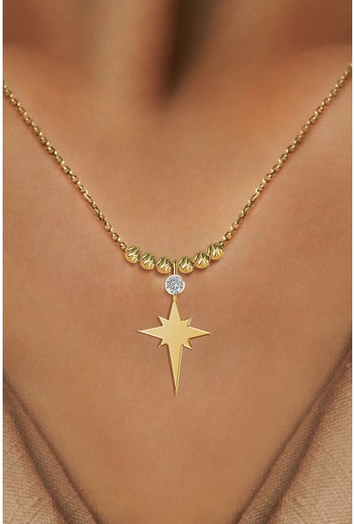 Demasgold Pırlantalı 14 Ayar Altın Dorika Kutup Yıldızı Kolye