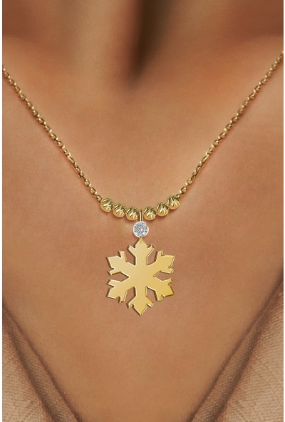 Demasgold Pırlantalı 14 Ayar Altın Dorika Kar Tanesi Kolye