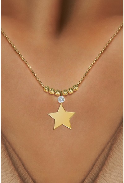 Demasgold Pırlantalı 14 Ayar Altın Dorika Yıldız Kolye