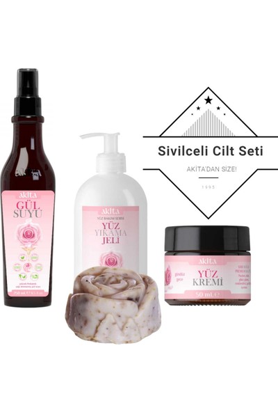 Akita % 100 Doğal Sivilceli Cilt Seti Gül Akita % 100 Doğal Sivilceli Cilt Seti Gül