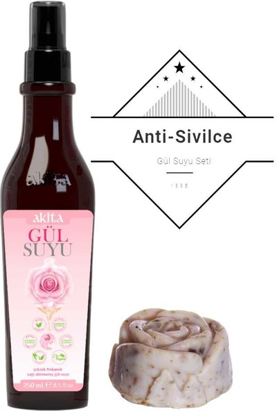 Akita % 100 Doğal Anti-Sivilce Gül Suyu Seti Akita % 100 Doğal Anti-Sivilce Gül Suyu Seti