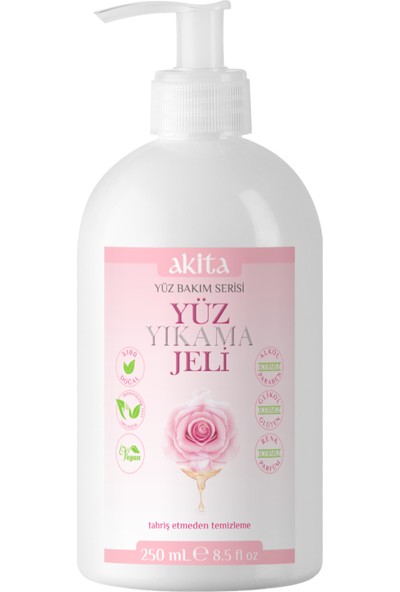 Akita % 100 Doğal Yüz Yıkama Jeli Gül 250mL Akita % 100 Doğal Yüz Yıkama Jeli Gül 250mL
