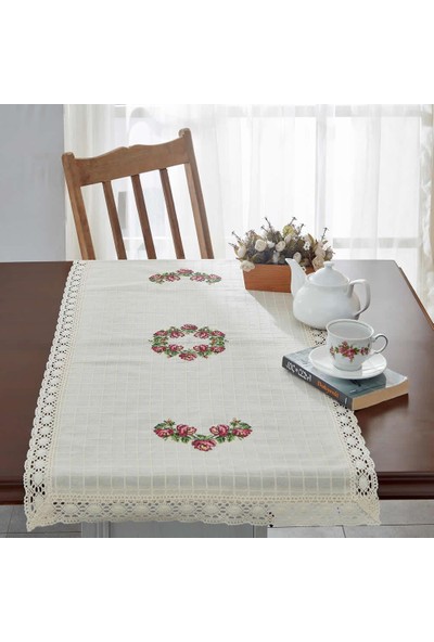 Tekstil Sepeti Naturel Nakışlı El Işi Buldan Bezi Runner Tekstil Sepeti Naturel Nakışlı El Işi Buldan Bezi Runner