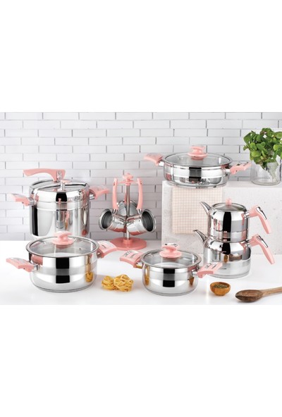 Kahramanlar D828 Yağmur Çelik Çeyiz Seti Kırmızı - Pembe 20 Parça Kahramanlar D828 Yağmur Çelik Çeyiz Seti Kırmızı - Pembe 20 Parça