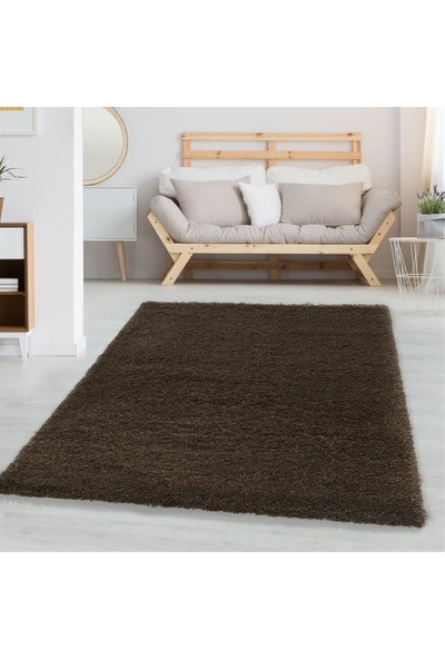 Ayyıldız Halı Süpersoft Yumuşak Shaggy Halı 3 cm Hav Yüksekliği Düz Kahverengi