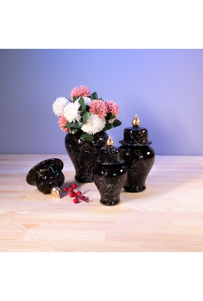 Decorandmore Şah Küp Mermer Deseni Siyah Decorandmore Şah Küp Mermer Deseni Siyah