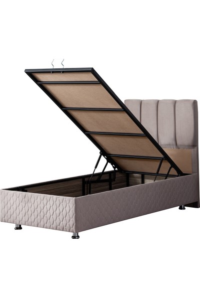 Setay Tetra Tek Kişilik Baza Başlık Seti, Açık Kahve